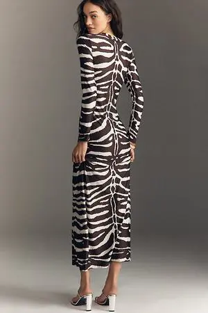 ESPECIA Animal Print Fitted Maxi Dress
