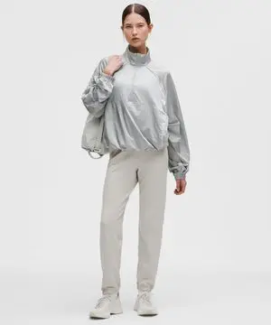 Lululemon Stretch-satin Flocked Training Track Jacket - Silver Drop/dove Grey