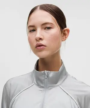 Lululemon Stretch-satin Flocked Training Track Jacket - Silver Drop/dove Grey