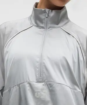 Lululemon Stretch-satin Flocked Training Track Jacket - Silver Drop/dove Grey