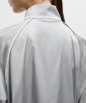 Lululemon Stretch-satin Flocked Training Track Jacket - Silver Drop/dove Grey