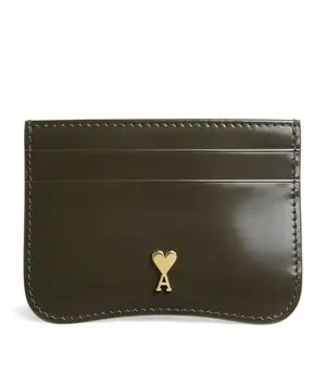 Ami Patent Leather Logo Card Holder - Black