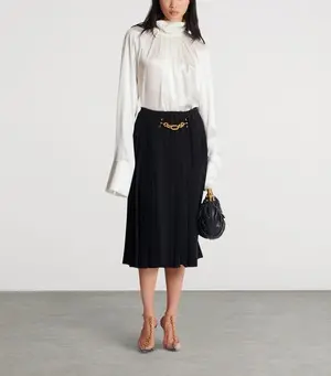 Balmain Chain-detail Pleated Midi Skirt