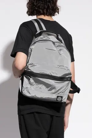 Stone Island Backpack With Logo Patch - Grey