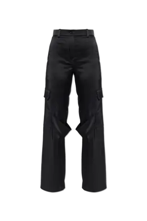 COURREGES Satin Cargo Pants - Black
