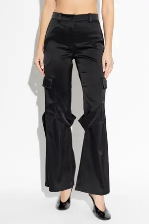 COURREGES Satin Cargo Pants - Black