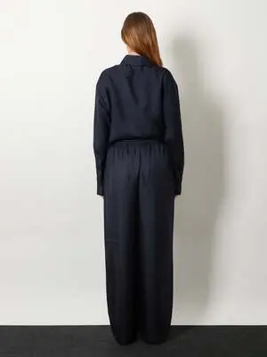 RÓHE Silk Wide Leg Trousers - Blue