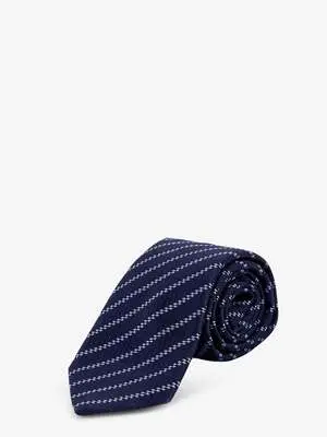 Giorgio Armani Striped Silk Neck Tie - Blue