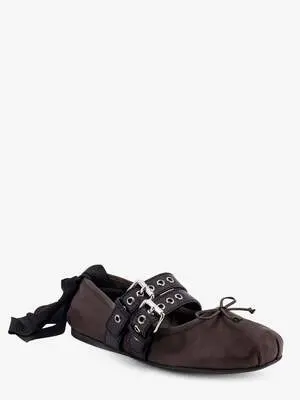 Miu Miu Leather Flats - Brown