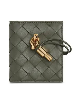 Bottega Veneta Andiamo Intrecciato Nappa Leather Flap Card Case - Pickle/muse Brass