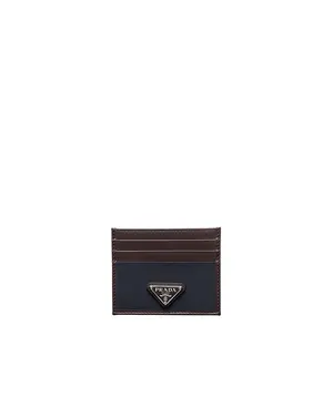 Prada Speedrock Re-nylon And Leather Card Holder - Blue