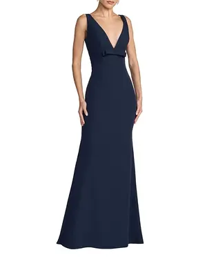 Mac Duggal Mac Duggal Sleeveless V-Neck Mermaid Gown With Bow Accent Midnight