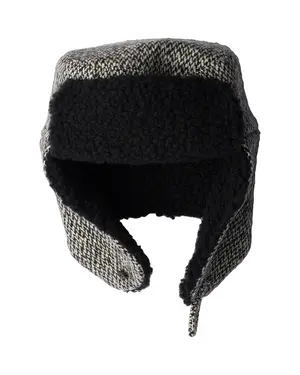 Prada Tweed Trapper Hat - White/black