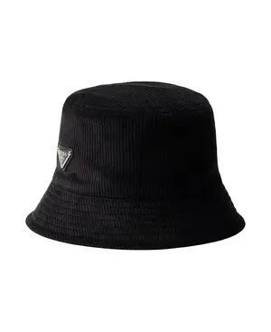 Prada Corduroy Bucket Hat - Black