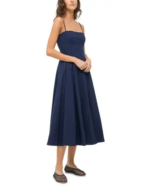 Staud Wylie Square Neck Midi Dress - Navy