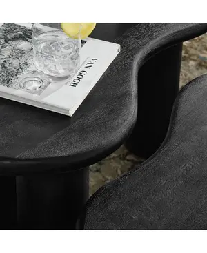 MODWAY Hackney Mango Wood Nesting Coffee Table Set - Black
