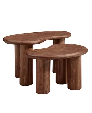 MODWAY Hackney Mango Wood Nesting Coffee Table Set - Walnut
