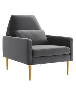 MODWAY Liliana Performance Velvet Armchair - Charcoal