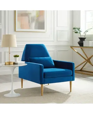 MODWAY Liliana Performance Velvet Armchair - Navy