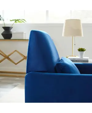 MODWAY Liliana Performance Velvet Armchair - Navy