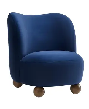 MODWAY Monroe Performance Velvet Accent Chair Midnight Blue Walnut