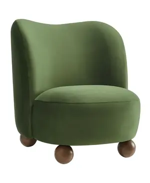 MODWAY Monroe Performance Velvet Accent Chair Moss Green Walnut