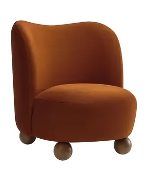 MODWAY Monroe Performance Velvet Accent Chair - Rust Walnut