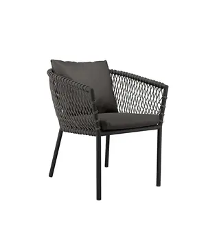 MODWAY Sailor Outdoor Patio Dining Armchair - Charcoal Charcoal