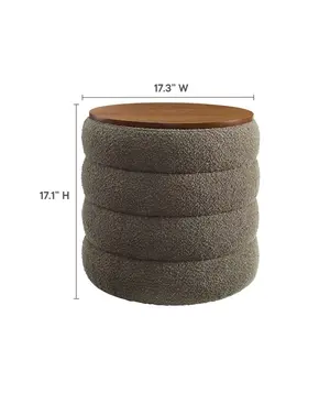 MODWAY Mezzo Round Boucle Fabric Storage Ottoman
