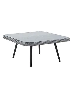 MODWAY Endeavor Outdoor Patio Wicker Rattan Square Coffee Table - Gray