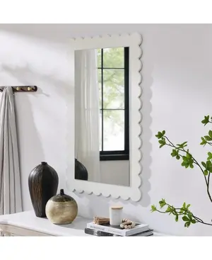 MODWAY Emmeline Scalloped Rectangle Wall Mirror - White
