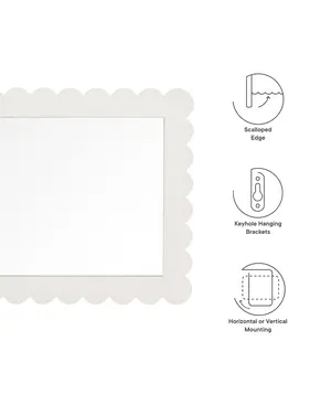 MODWAY Emmeline Scalloped Rectangle Wall Mirror - White