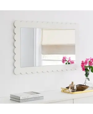 MODWAY Emmeline Scalloped Rectangle Wall Mirror - White