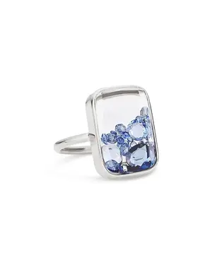 Moritz Glik 18k Blue Sapphire Ten Fourteen Ring - White Gold