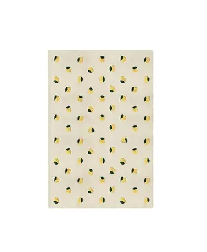 MAISON DEUX Lemons Design Rug 30 X 48 - Cream / Yellow Print