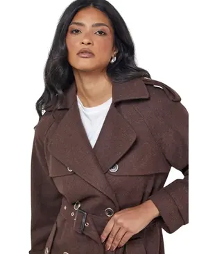 WAREHOUSE Wool Mix Belted Trench Coat