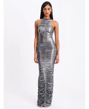 MISS CIRCLE NEW YORK Abril Glitter Backless Gown