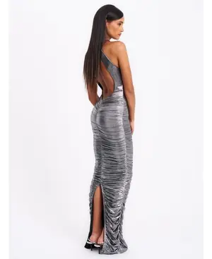 MISS CIRCLE NEW YORK Abril Glitter Backless Gown