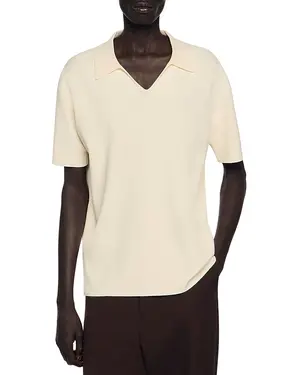 Sandro Stretch Knit Polo Shirt - Ecru