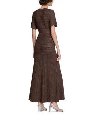 Sandro Rhinestone Knit Maxi Dress - Brown