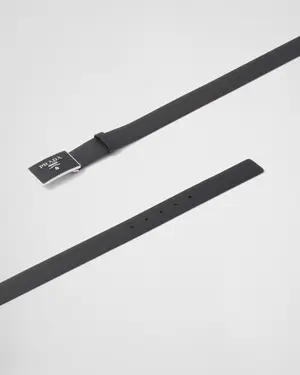 Prada Saffiano Leather Belt With Metal Buckle - Black