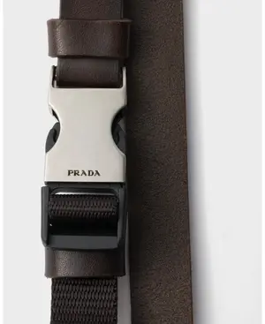 Prada Leather And Woven Nylon Tape Belt