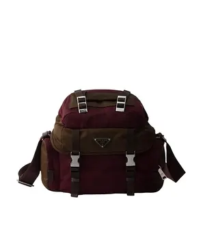 Prada Re-nylon And Leather Shoulder Bag - Burgundy