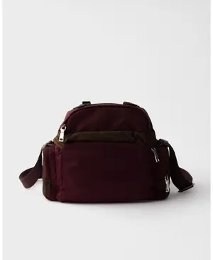 Prada Re-nylon And Leather Shoulder Bag - Burgundy