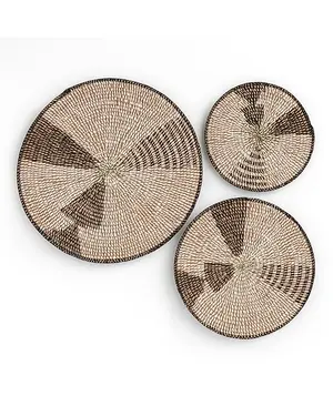 MBARE Wall Basket Graphic Print, Set Of 3 - Natural
