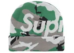Supreme Camo Big Logo Beanie - Green Camo