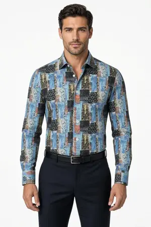 MASUTTO Concord Print Button-up Long Sleeve Shirt