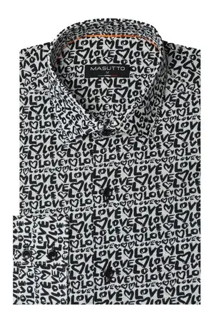 MASUTTO Bloom Print Button-up Long Sleeve Shirt - Black