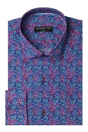 MASUTTO Bitto Print Button-up Long Sleeve Shirt Multicolor Purple