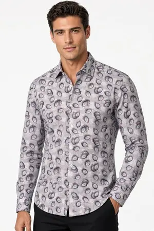 MASUTTO Livio Print Button-up Long Sleeve Shirt